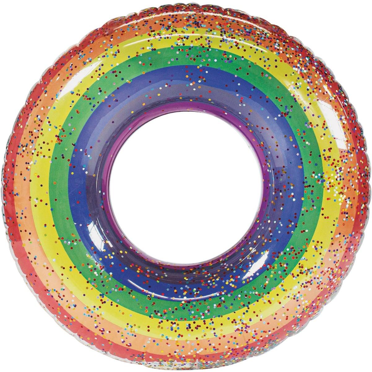 PoolCandy 42 In. Large Classic Rainbow Glitter Pool Tube Float ...