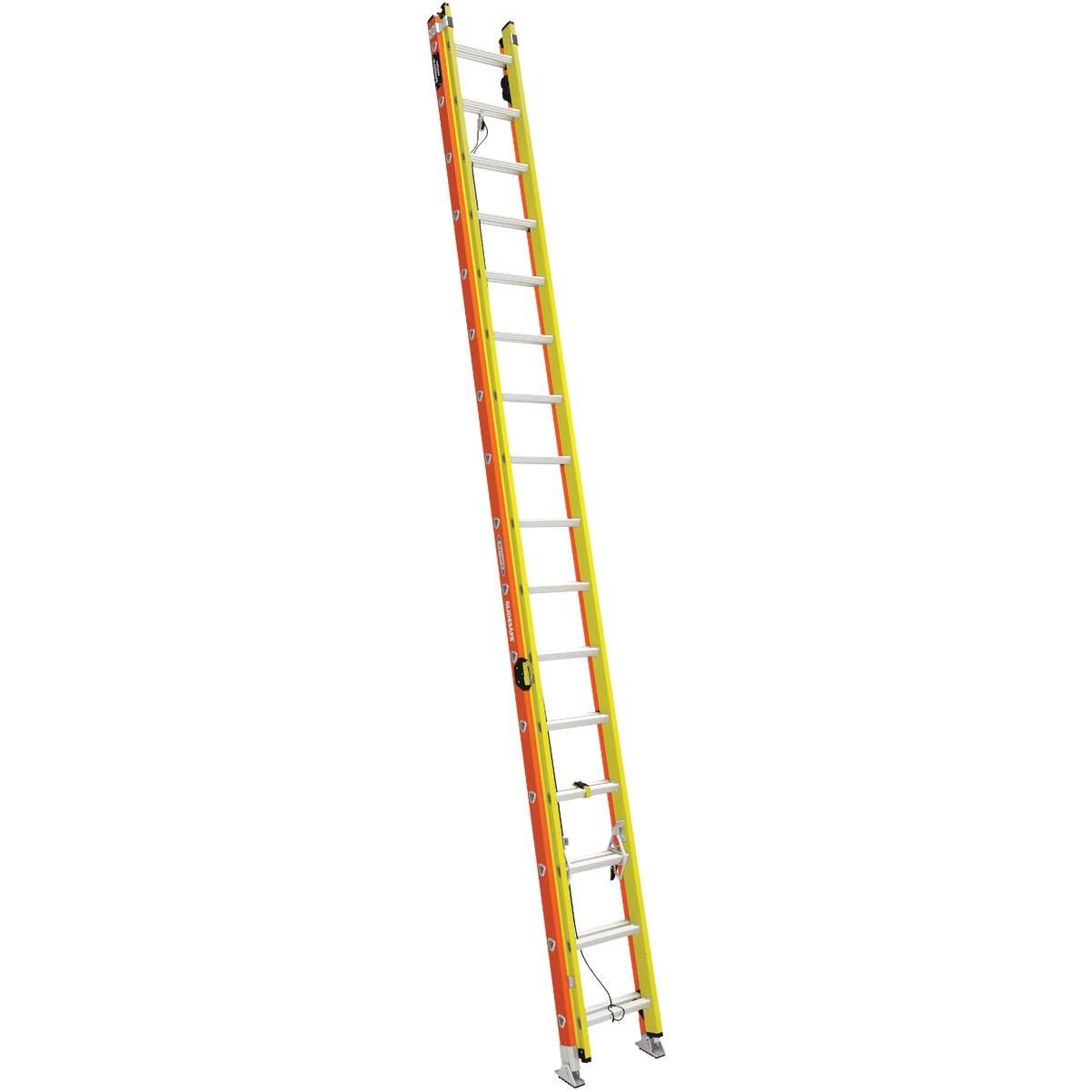 Werner GlideSafe 32 Ft. Fiberglass Tri-Rung Extension Ladder with 300 ...