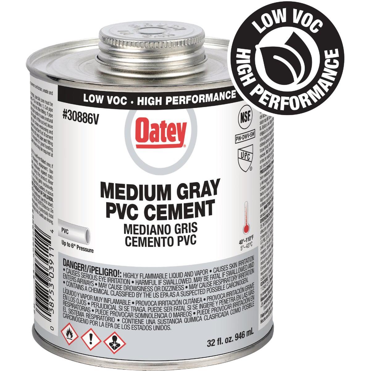 Oatey 32 Oz. Low Voc Gray PVC Cement | Elitsac, Inc.