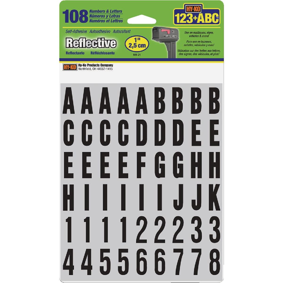 CIDP-12285 Hy-Ko 1 In. Reflective Numbers & Letter | Sheraton Mall