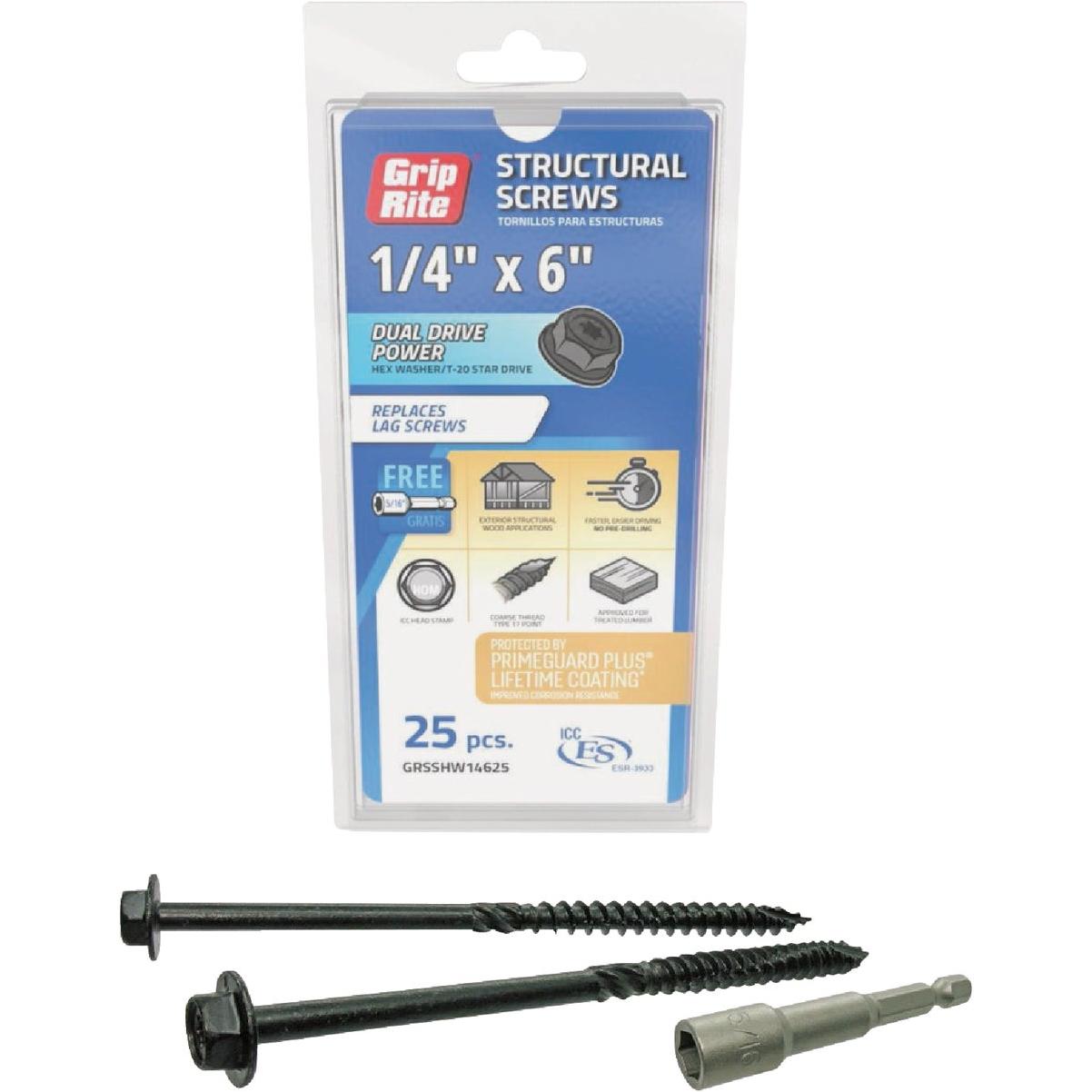 Grip Rite Grip-Rite PrimeGuard Plus 1/4 In. x 6 In. Hex Washer Head ...