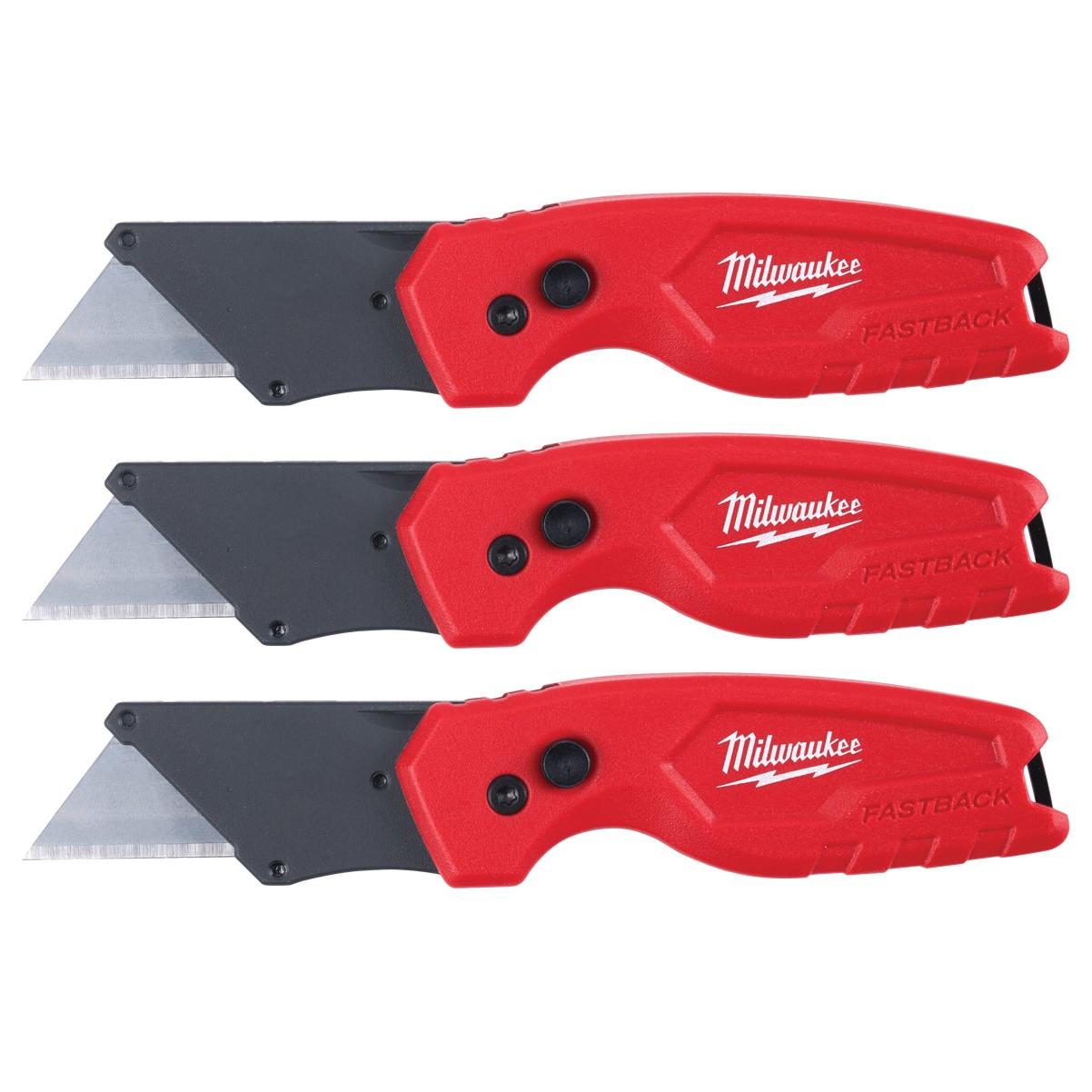 Milwaukee FASTBACK Compact Folding Utility Knife (3-Pack) | Elitsac, Inc.