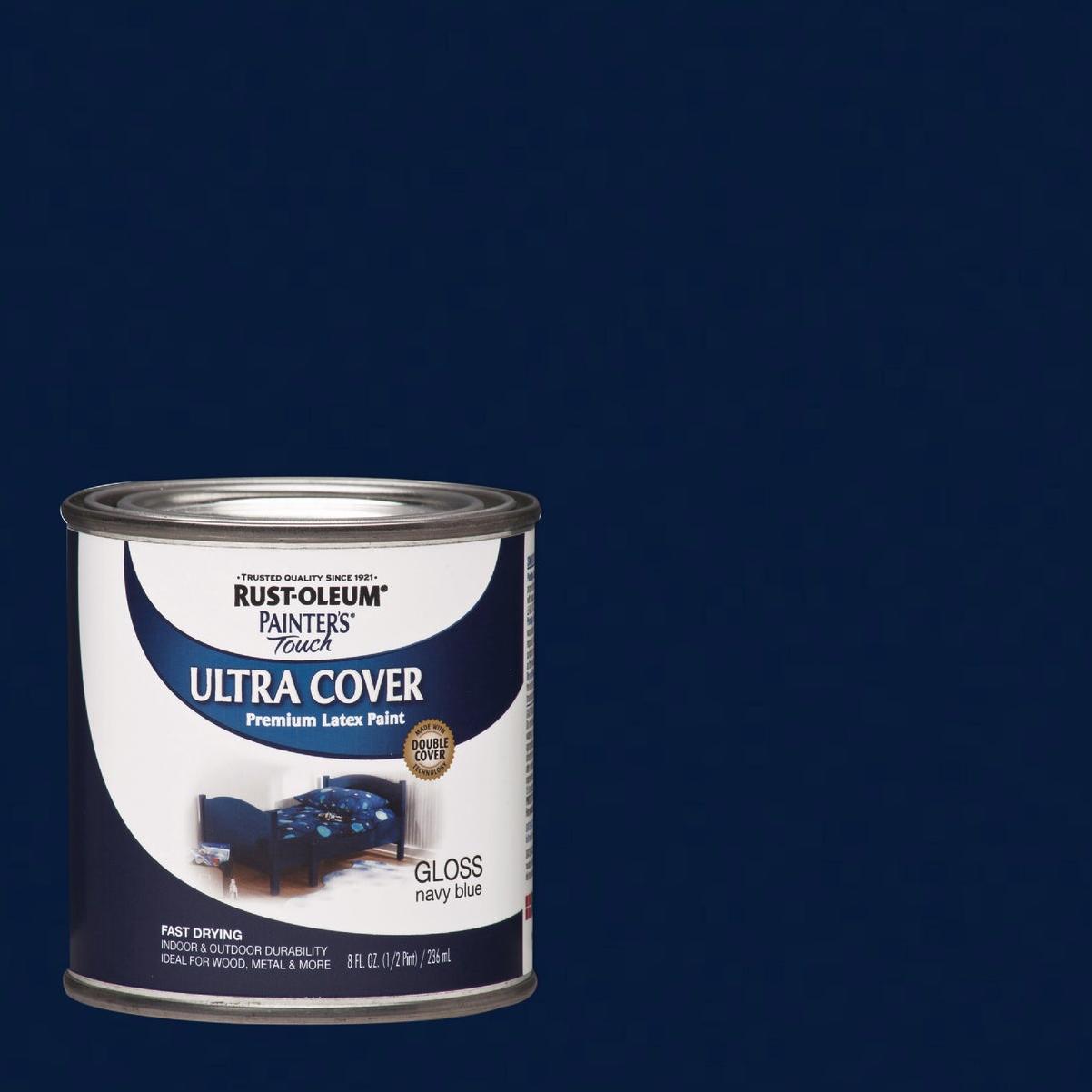 Rust-Oleum Painter's Touch 2X Ultra Cover Premium Latex Paint, Gloss Navy Blue, 1/2 Pt. | Do it ...