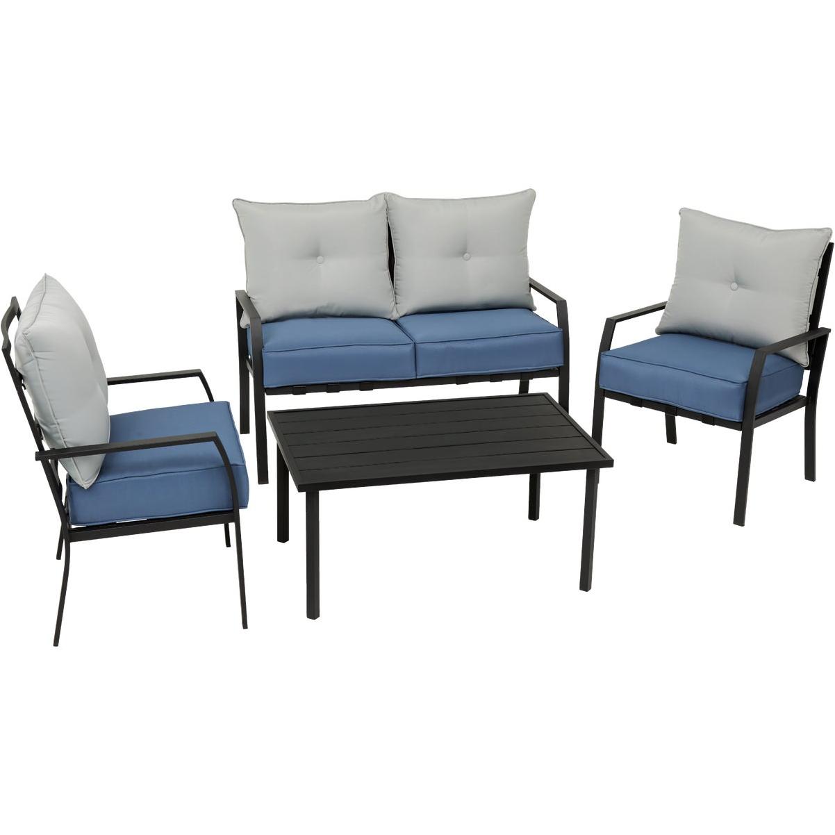 Outdoor Expressions Azure 4-Piece Gray Chat Set with PFAS-Free Fabric ...