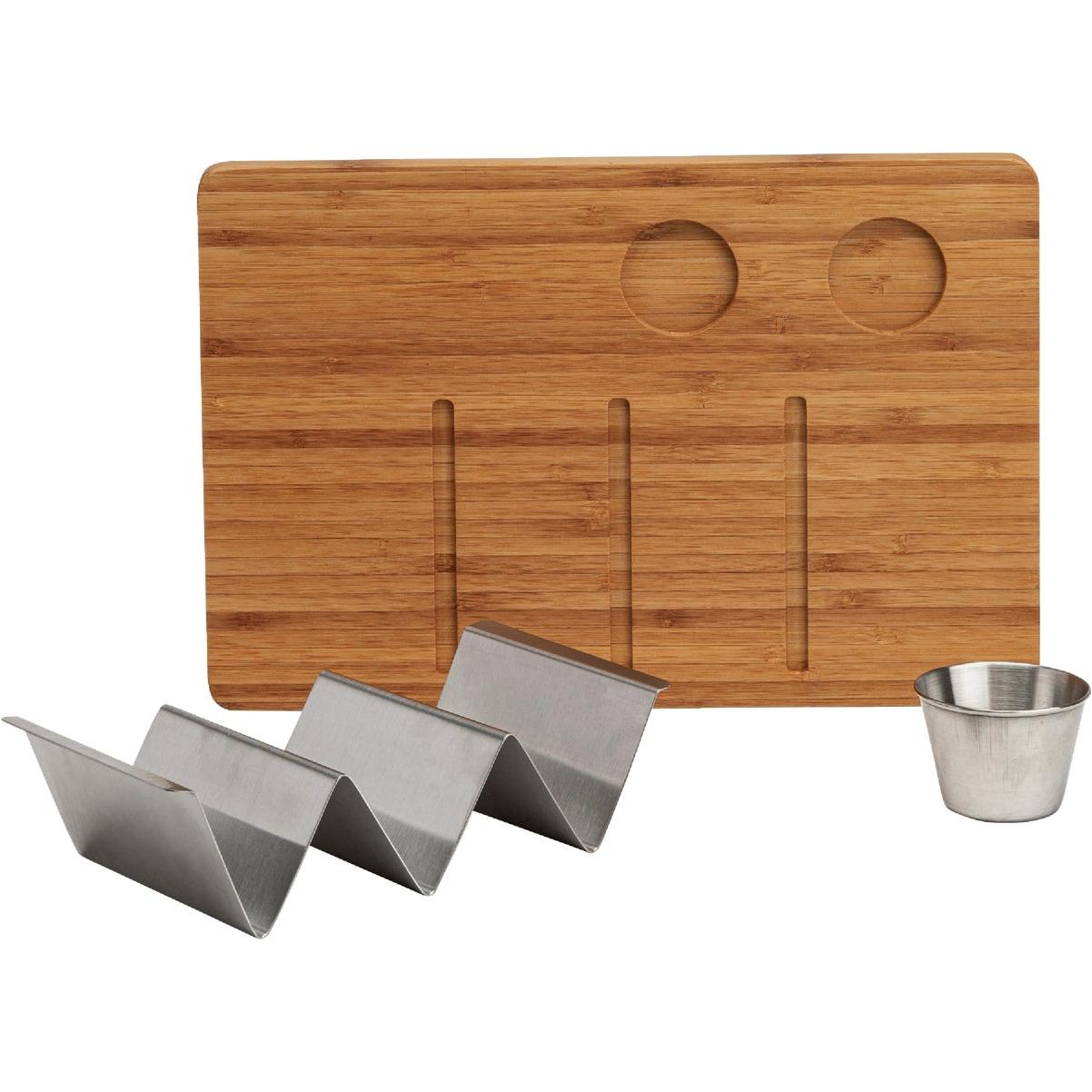 Ecolution Kitchen Extras Bamboo Wood Taco Board With Taco Holder & 2 ...