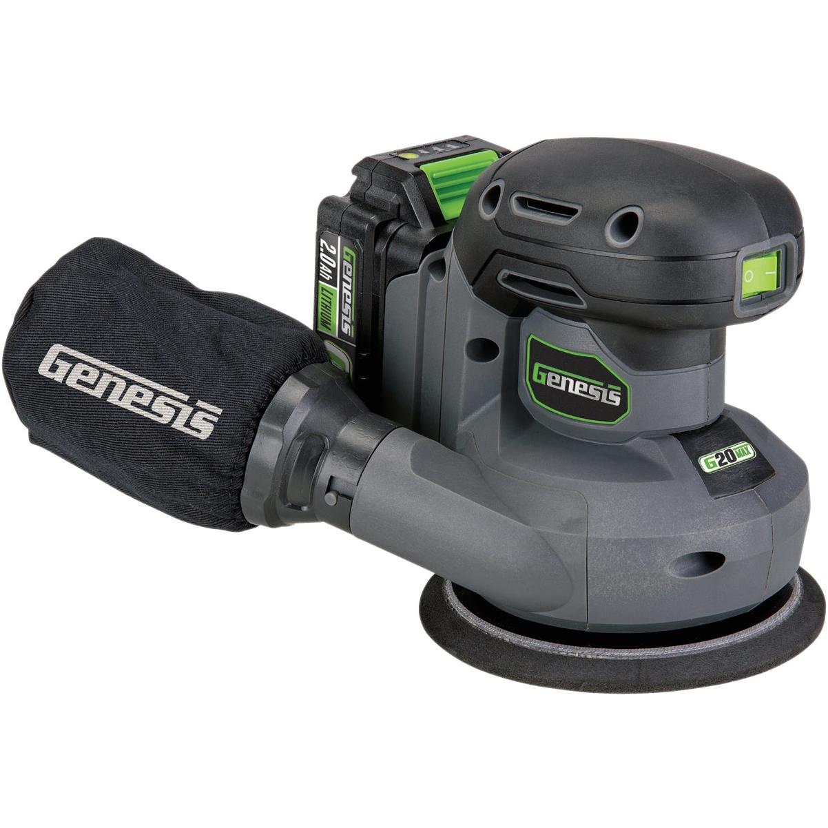 Genesis 20V 5 In. Cordless Random Orbit Sander Kit with 2.0 Ah Battery ...