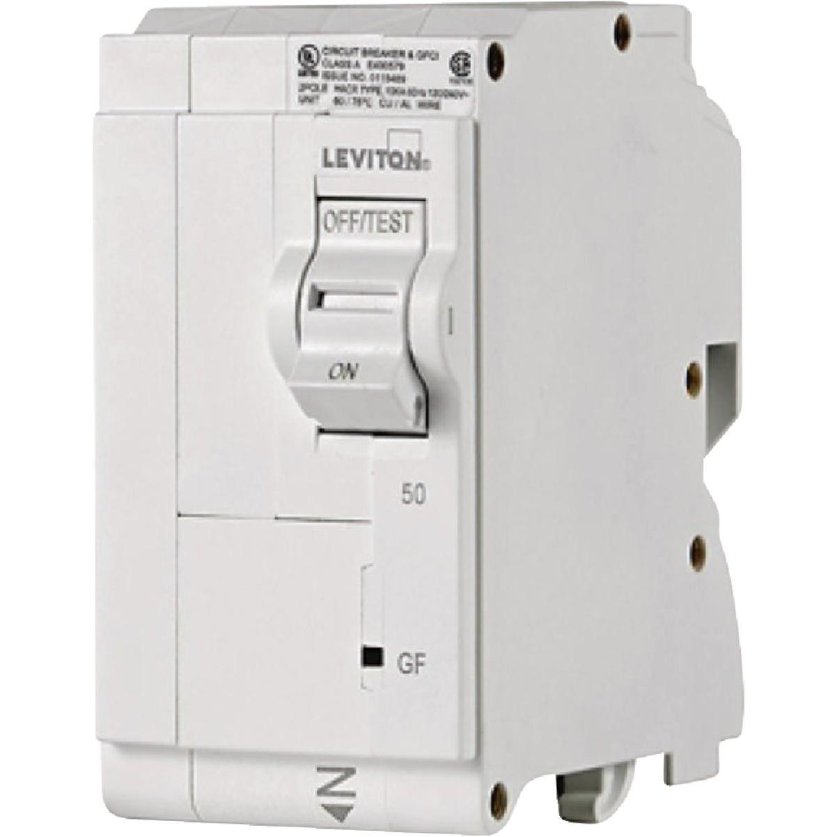 Leviton 50A Double-Pole Plug-On GFCI White Branch Circuit Breaker | Do ...