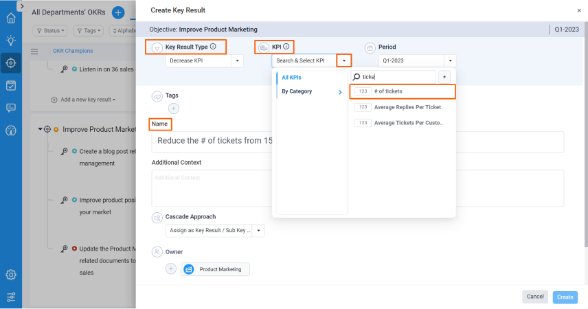 OKRs for Zoho Desk KPI | Automate your KR check-in | Zoho Desk | Profit.co