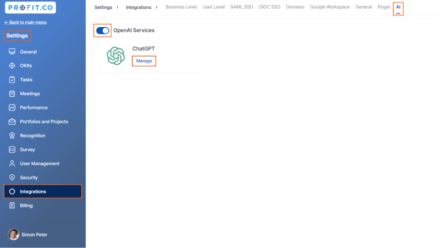 Open AI Integration | Best OKR Software by Profit.co
