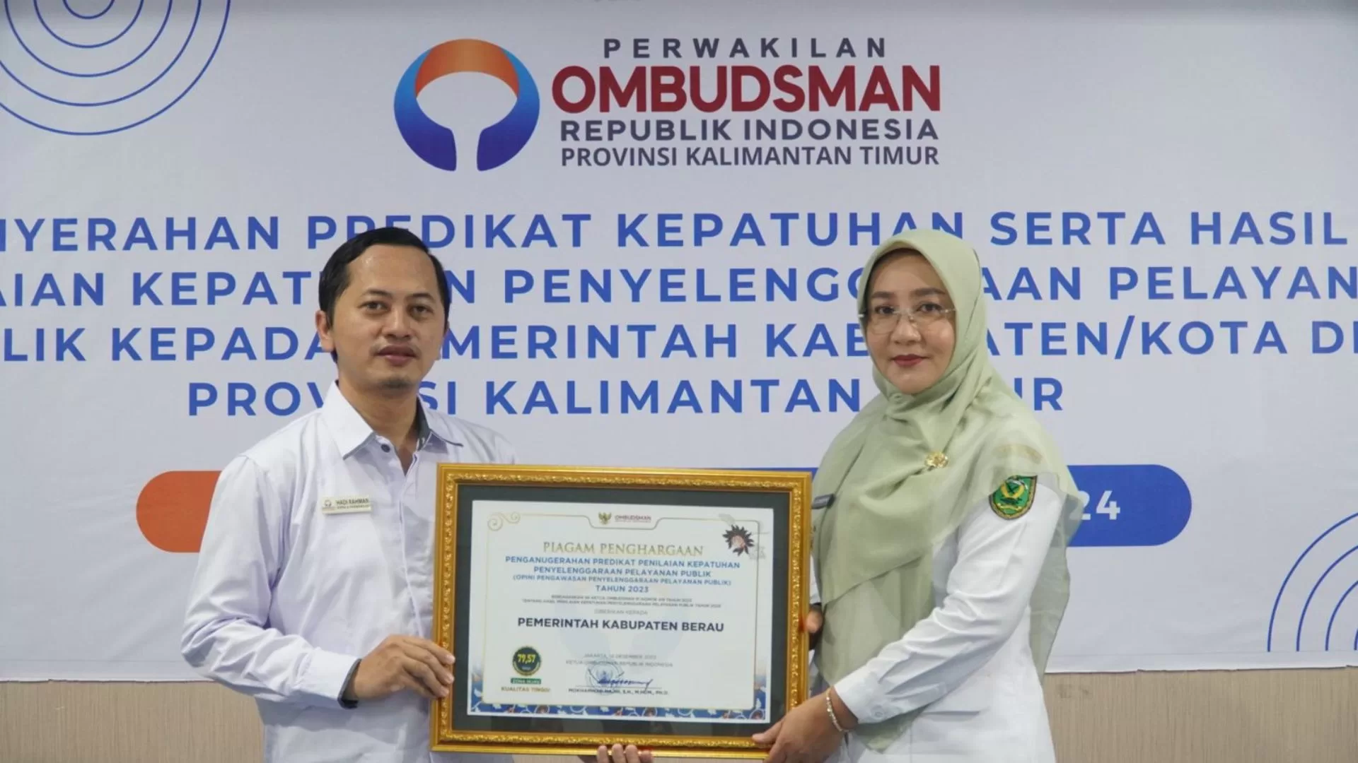 Berau Raih Penghargaan Ombudsman RI, Masuk Zona Hijau Pelayanan Publik Berau Raih Penghargaan Ombudsman RI, Masuk Zona Hijau Pelayanan Publik