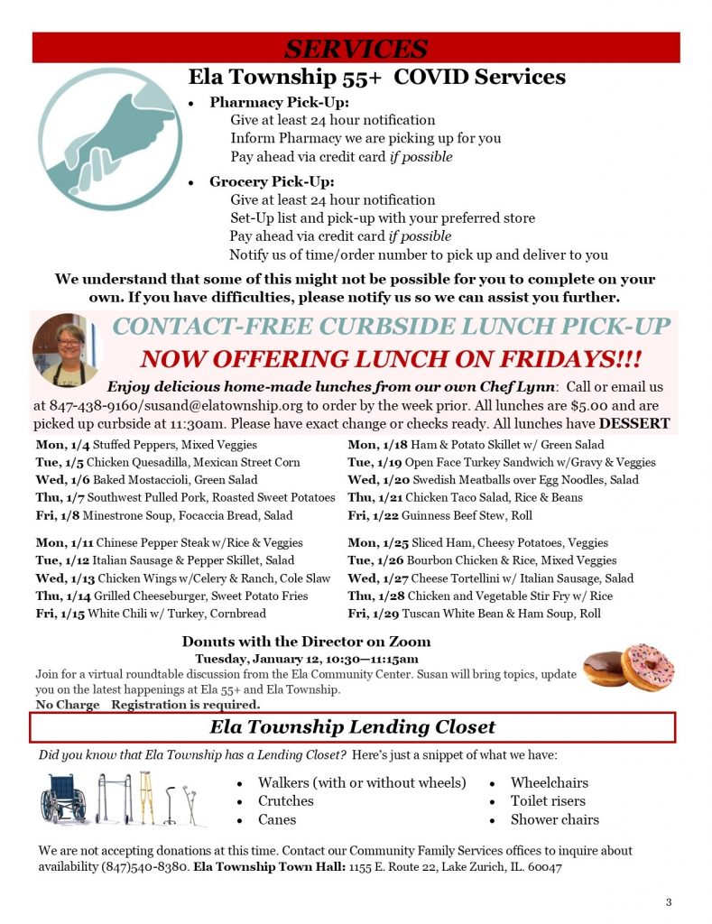 January Lunch Menu - Ela Township, IL