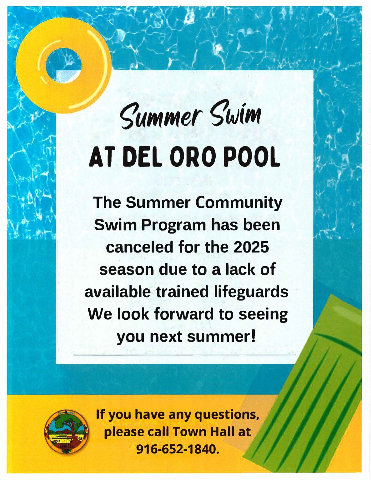 Summer Swim Program Cancelled for 2025 - Loomis, CA