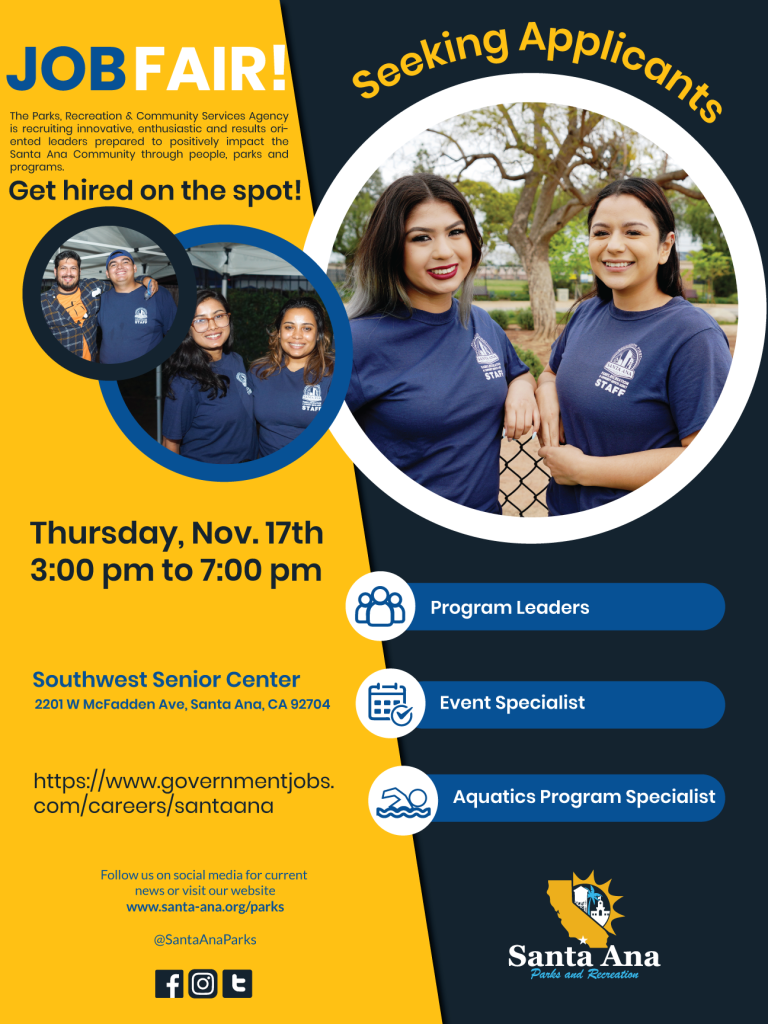 Parks, Recreation and Community Services Hiring Fair - City of Santa Ana