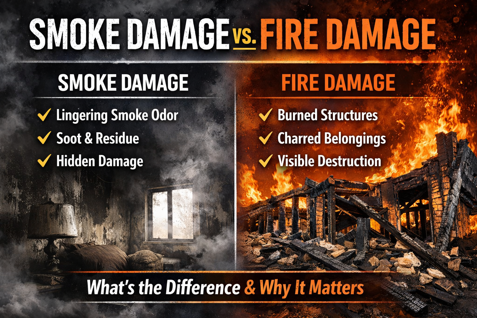 Smoke Damage vs. Fire Damage: What’s the Difference & Why It Matters