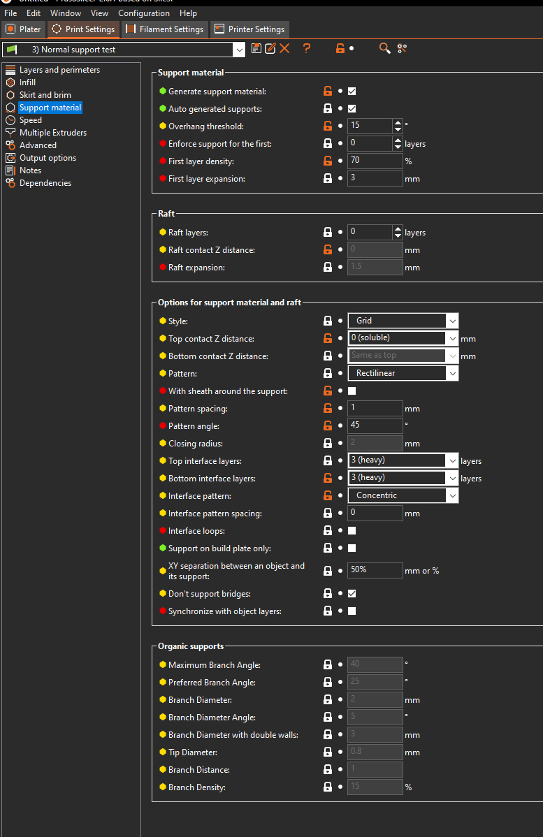 Support interface layer in different material not working correctly ... Support interface layer in different material not working correctly ...
