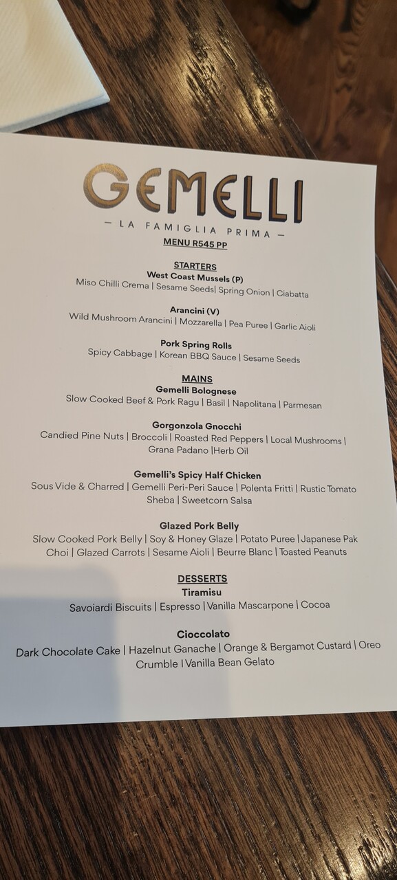 Gemelli - Johannesburg | Diningcity.co.za