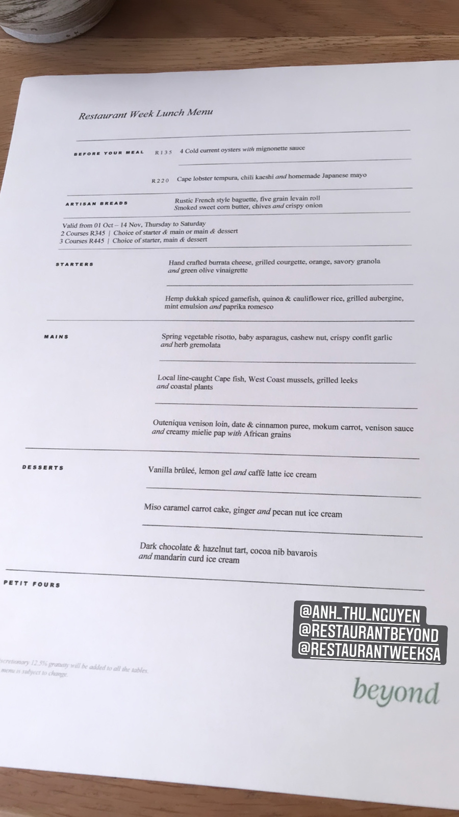 Beyond Restaurant - Cape Town | Diningcity.co.za