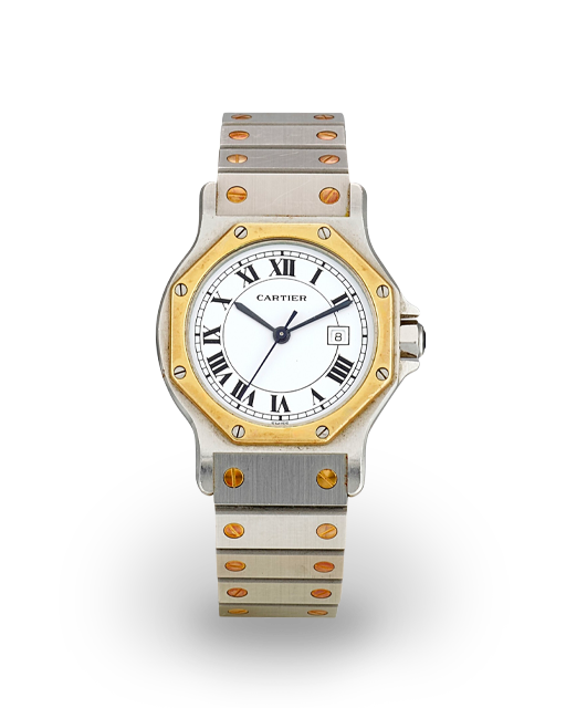 Cartier Santos Octagon 30 Two Tone / White / Roman Cartier Santos Octagon 30 Two Tone / White / Roman