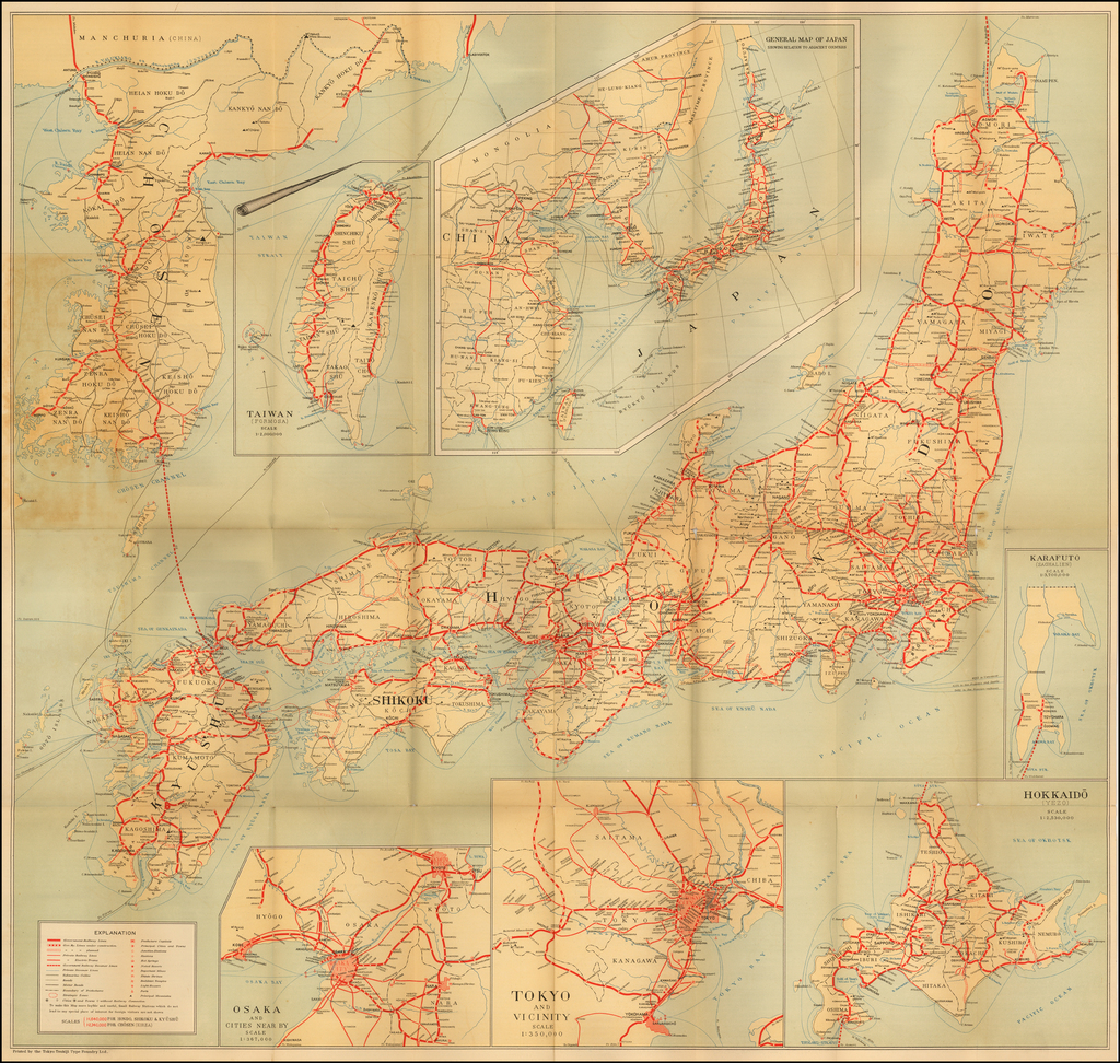 Travelers' Map of Japan Chosen (Korea) Taiwan (Formosa) with Brief ...