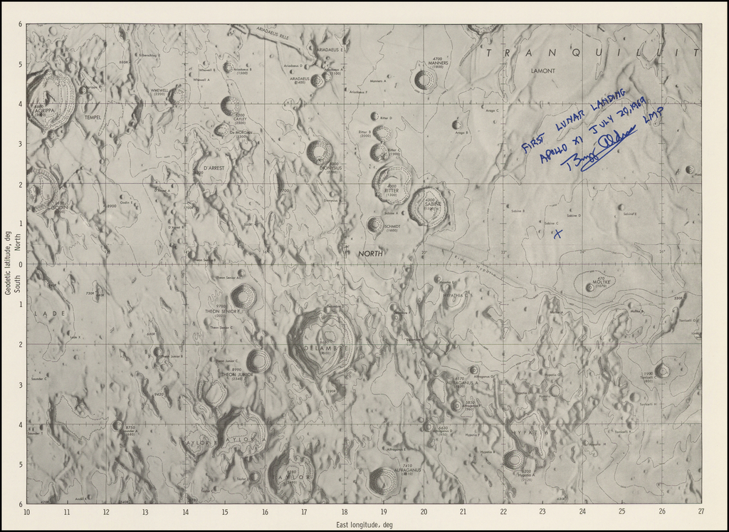 [Apollo XI -- Lunar Landing Map -- Signed by Buzz Aldrin -- July 20 ...