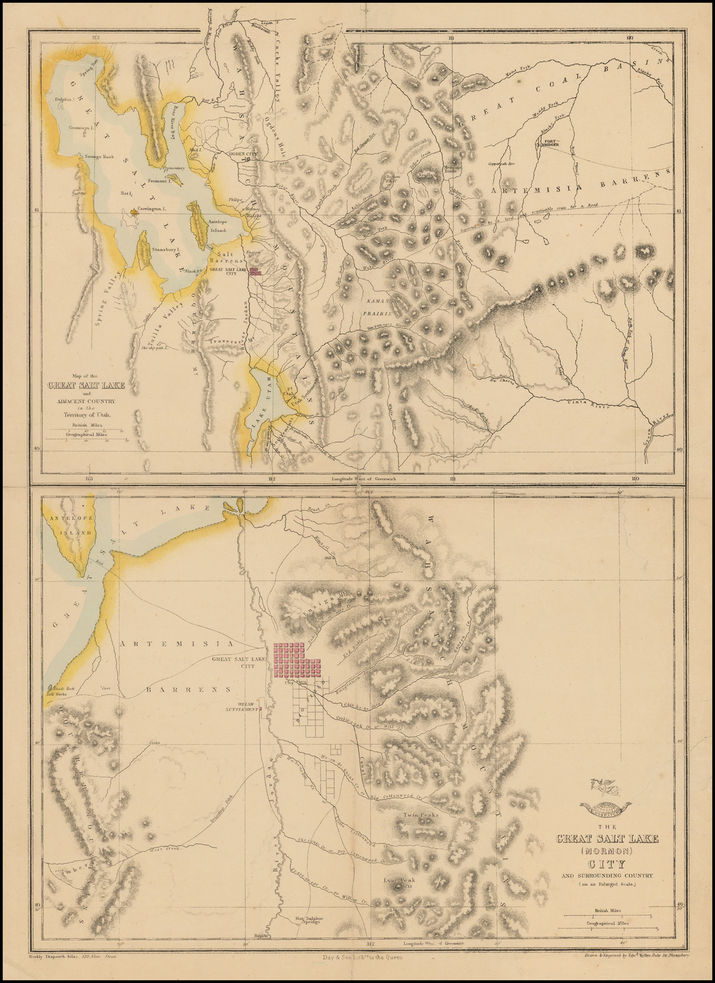 Map of the Great Salt Lake and Adjacent Country in the Territory of ...