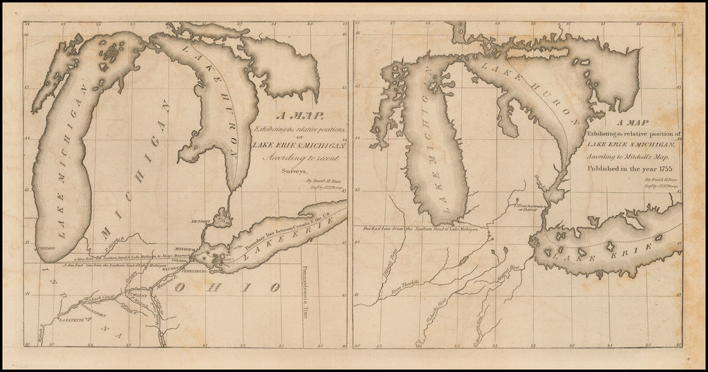 A Map Exhibiting the relative positions of Lake Erie & Michigan ...