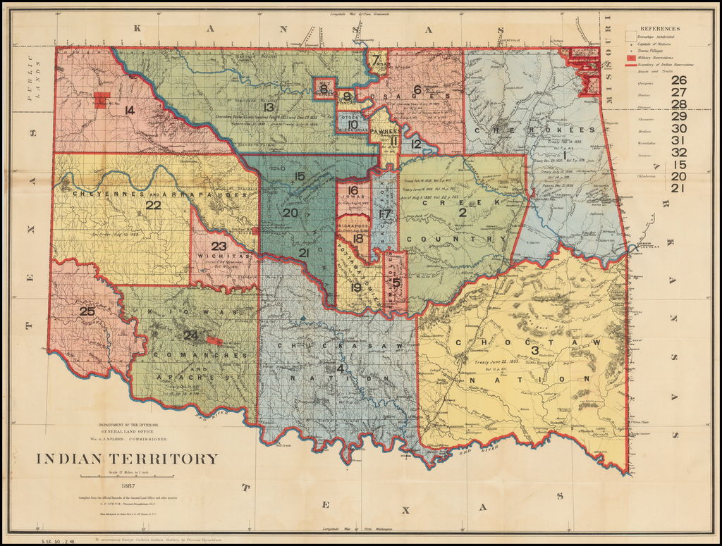 Indian Territory . . . 1887 - Barry Lawrence Ruderman Antique Maps Inc.