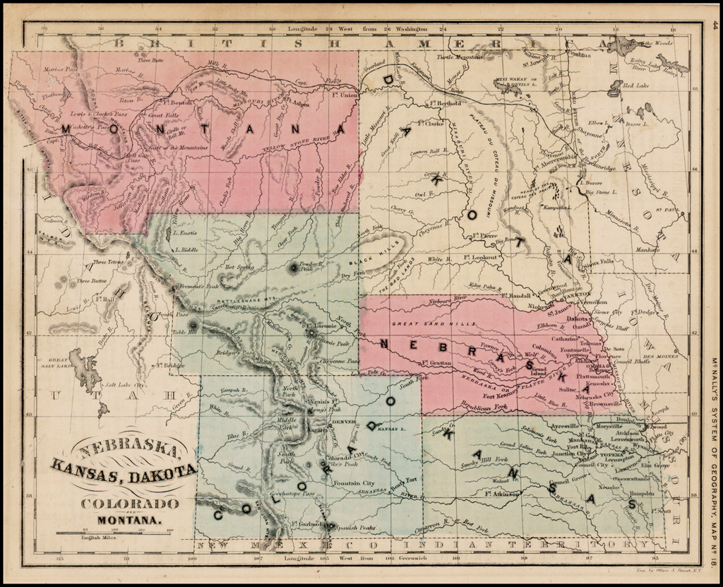 Wyoming And Colorado Map USA MOUNTAIN STATES. Utah,Colorado & South