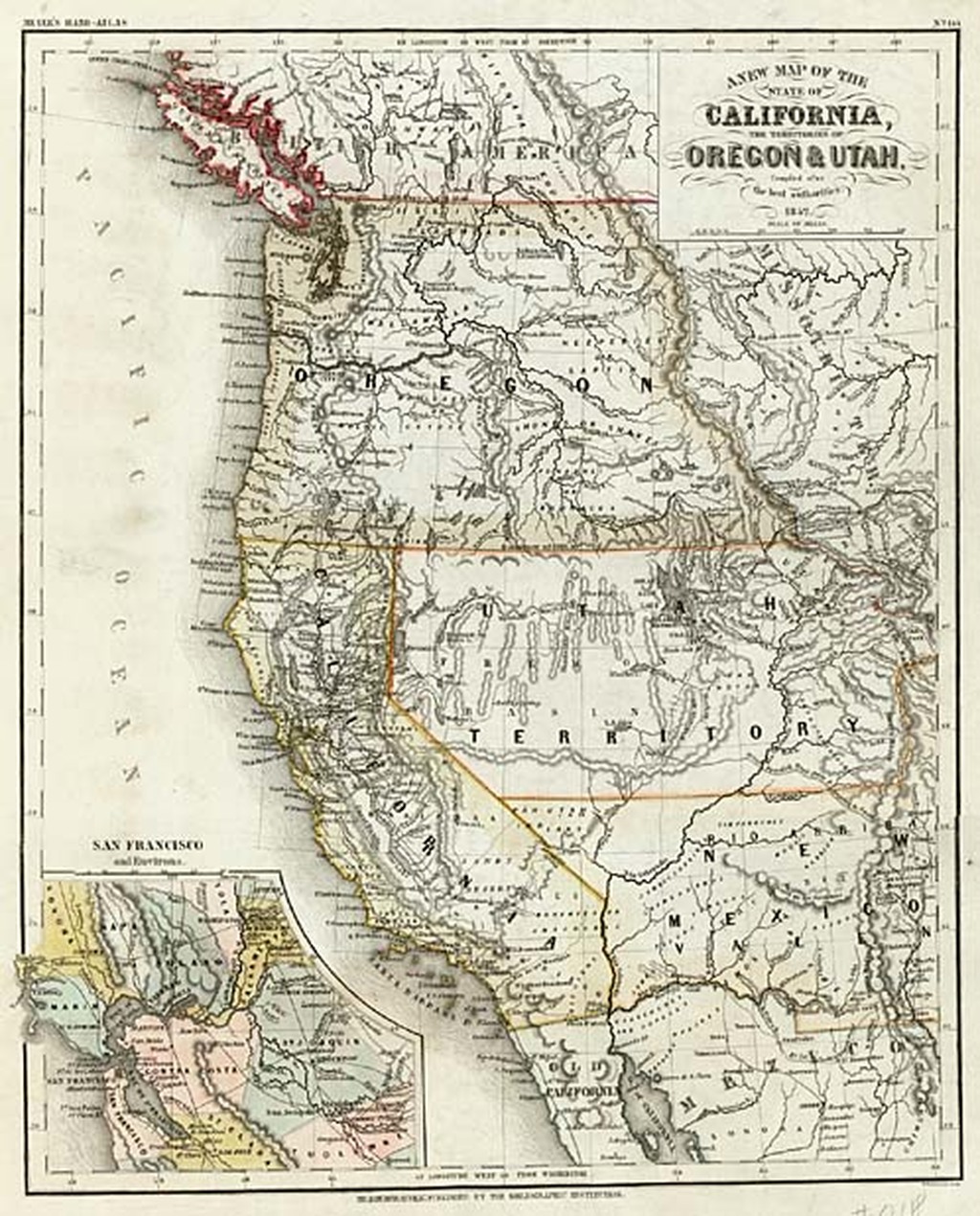 A New Map Of The State Of California, The Territories Of Oregon & Utah ...