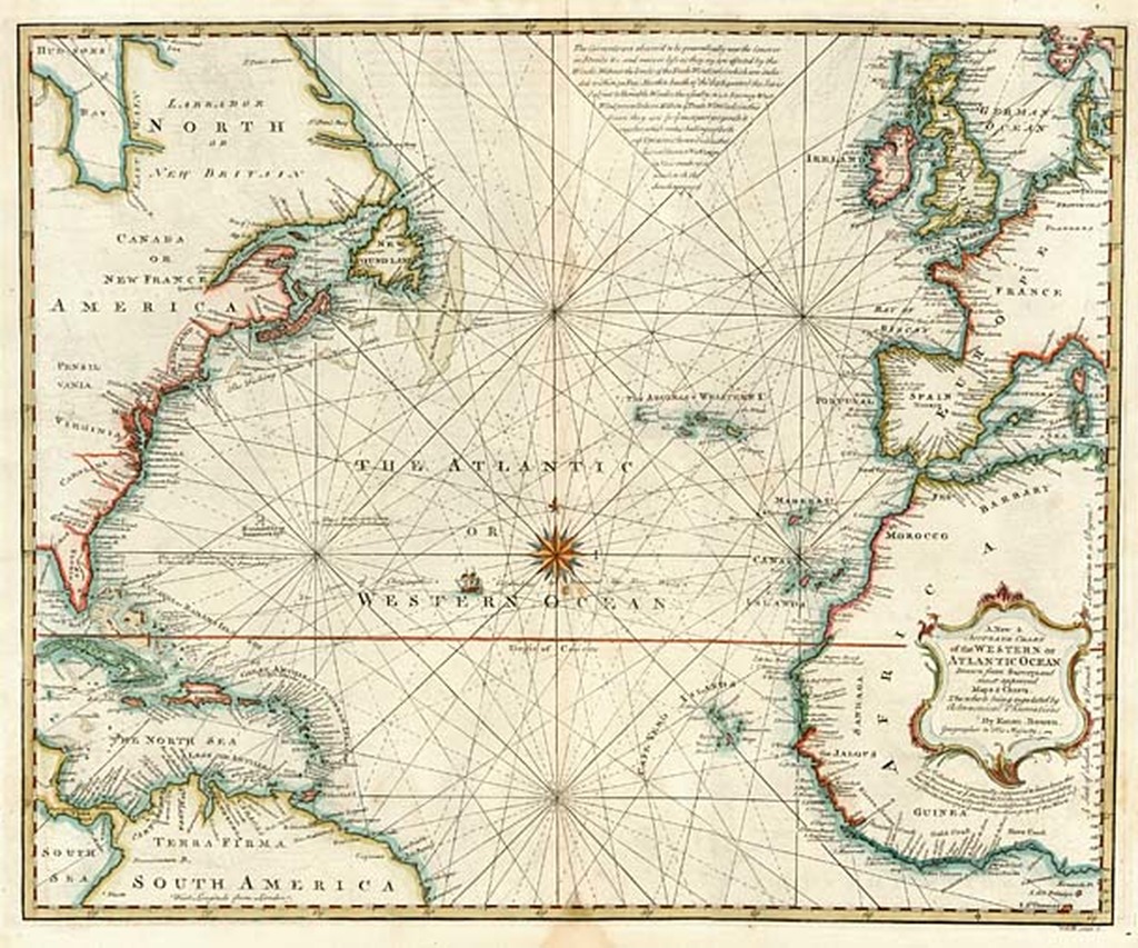 A New & Accurate Chart of the Western or Atlantic Ocean Drawn from ...