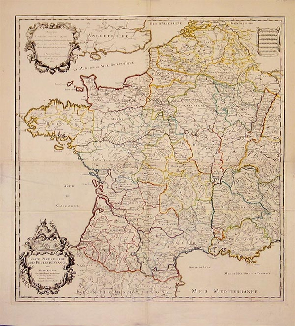 Carte Particuliere Des Postes De France . . . 1701 - Barry Lawrence ...