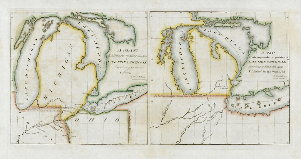 A Map Exhibiting the relative positions of Lake Erie & Michigan ...