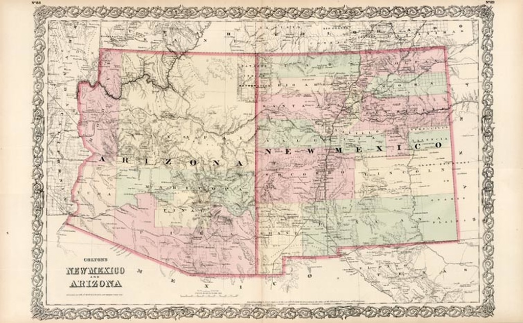 Colton's New Mexico and Arizona - Barry Lawrence Ruderman Antique Maps Inc.