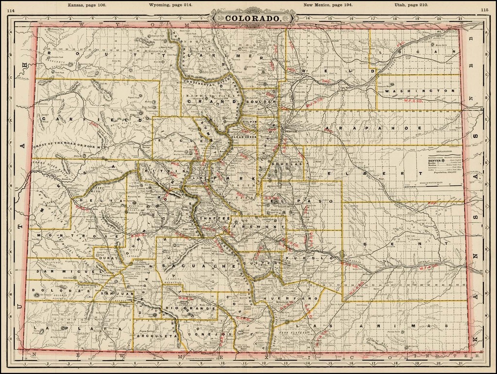 Railroad and County Map of Colorado - Barry Lawrence Ruderman Antique ...
