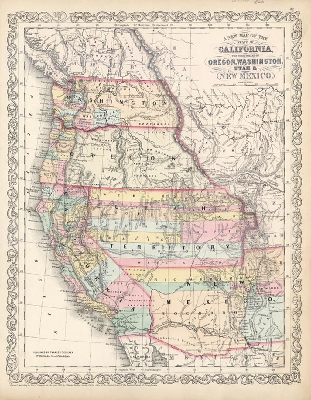 A New Map Of The State Of California, The Territories Of Oregon ...