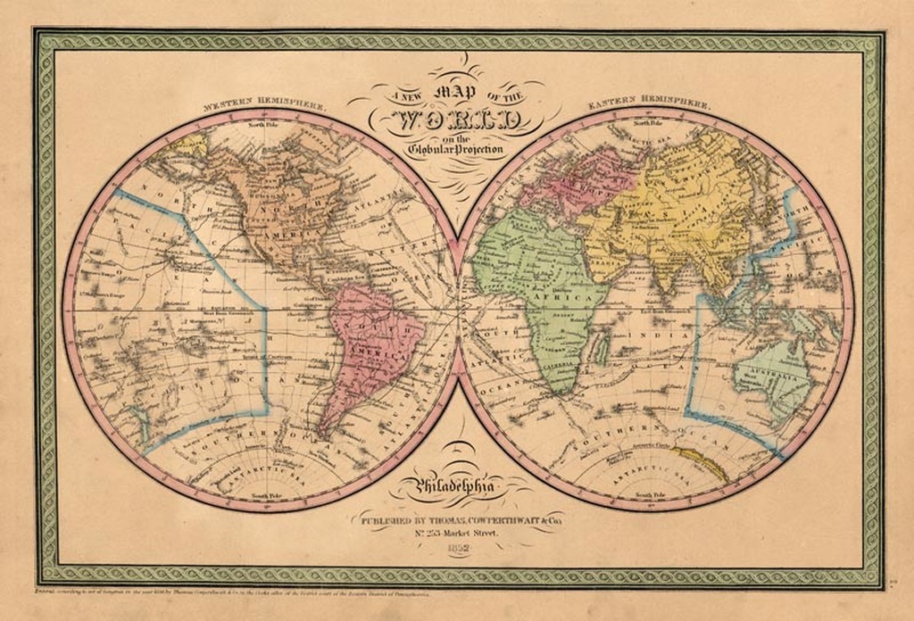 A New Map of the World on the Globular Projection . . . 1852 - Barry ...