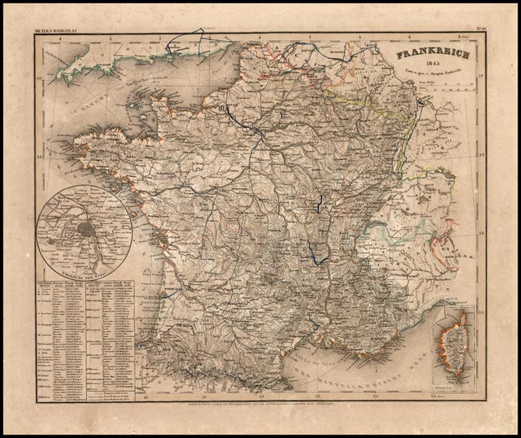 Frankreich 1845 - Barry Lawrence Ruderman Antique Maps Inc.