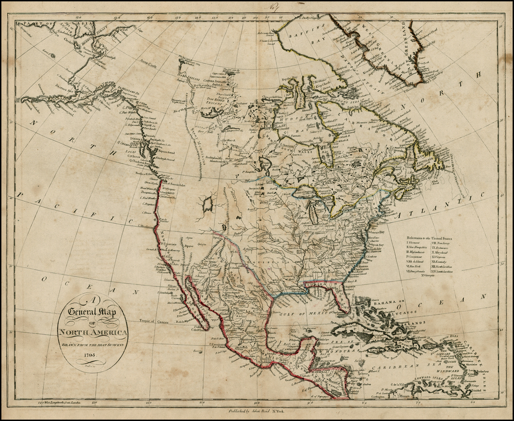 A General Map of North America Drawn From The Best Surveys… 1795 ...