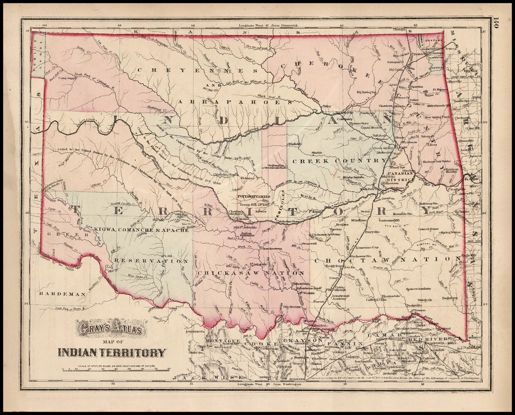Gray's Atlas Map of Indian Territory - Barry Lawrence Ruderman Antique ...