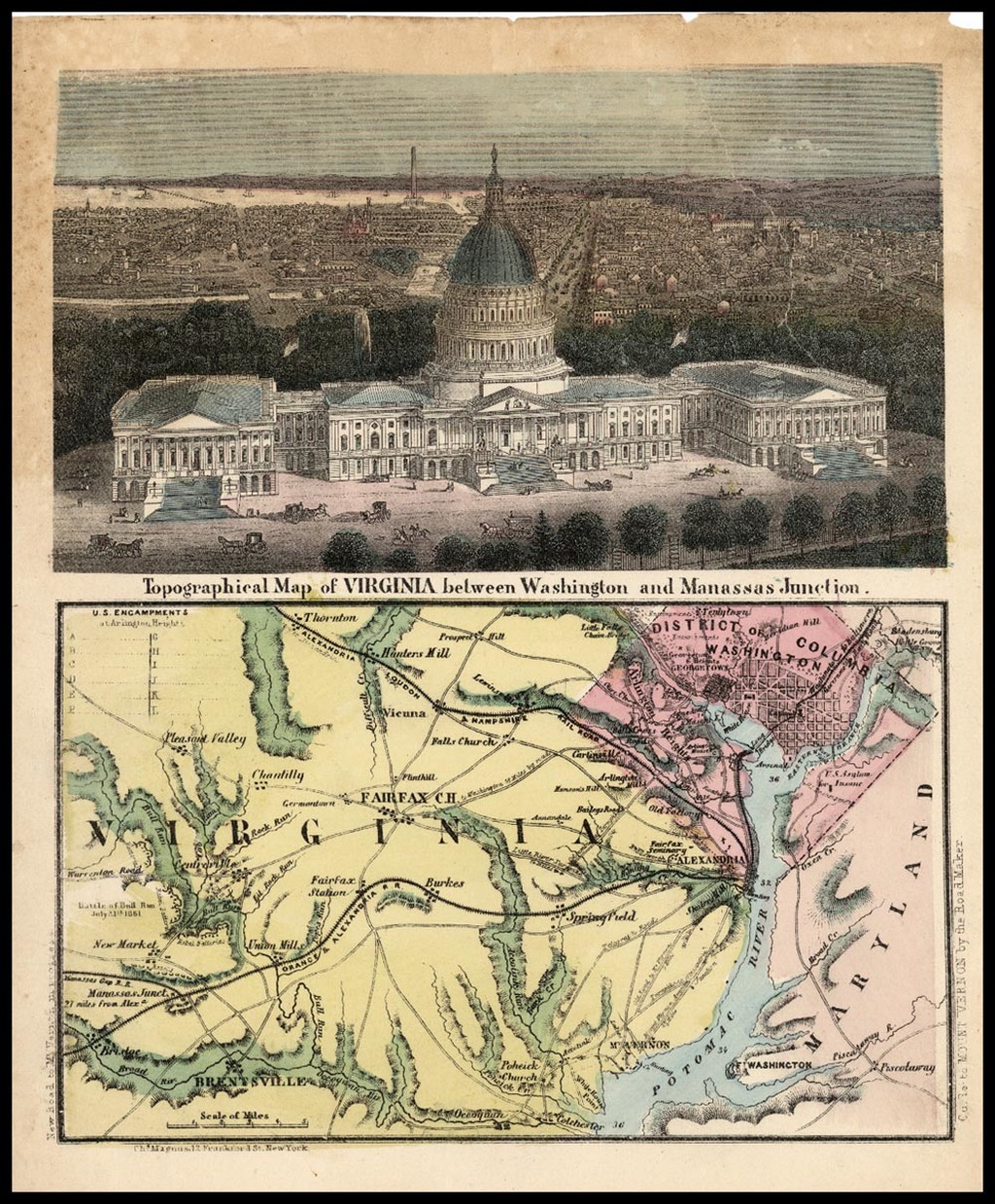 Topographical Map of Virginia Between Washington and Manassas Junction ...