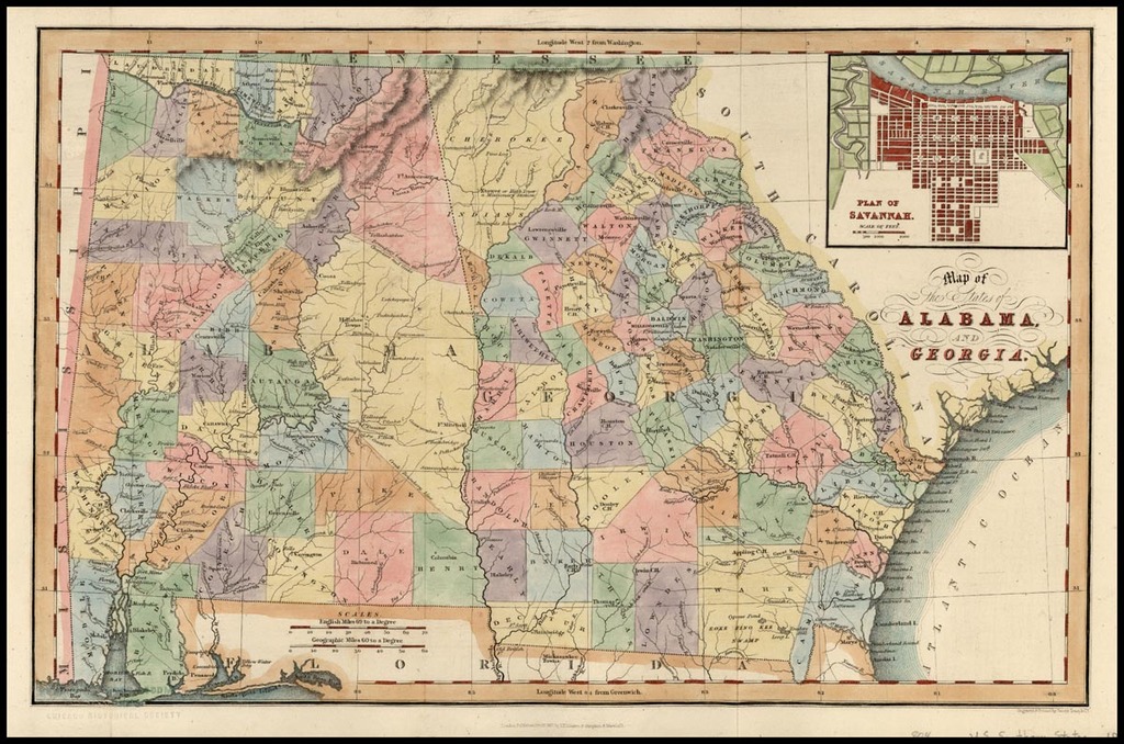 Map of the States of Alabama and Georgia [Inset Plan of Savannah ...