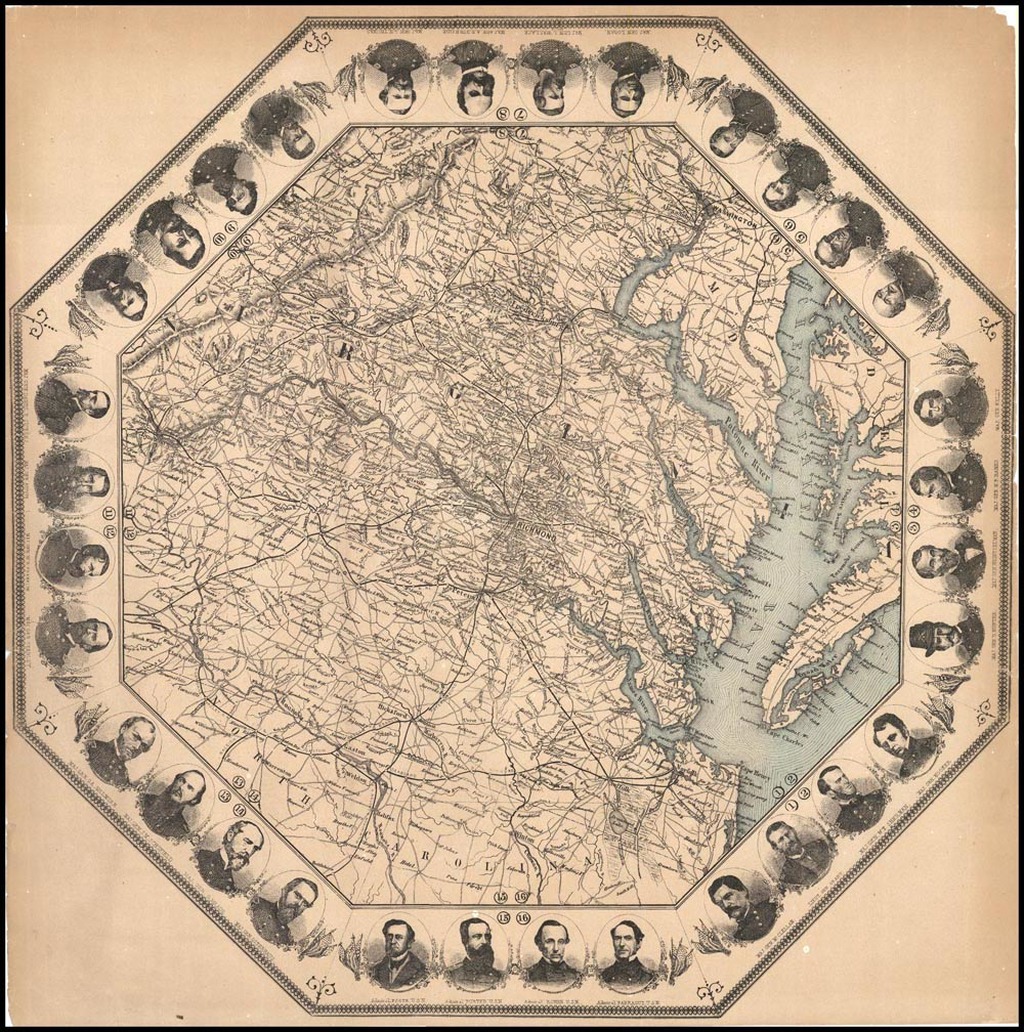 [Untitled Octagonal Map of Chesapeake Bay and Virginia (centered on ...