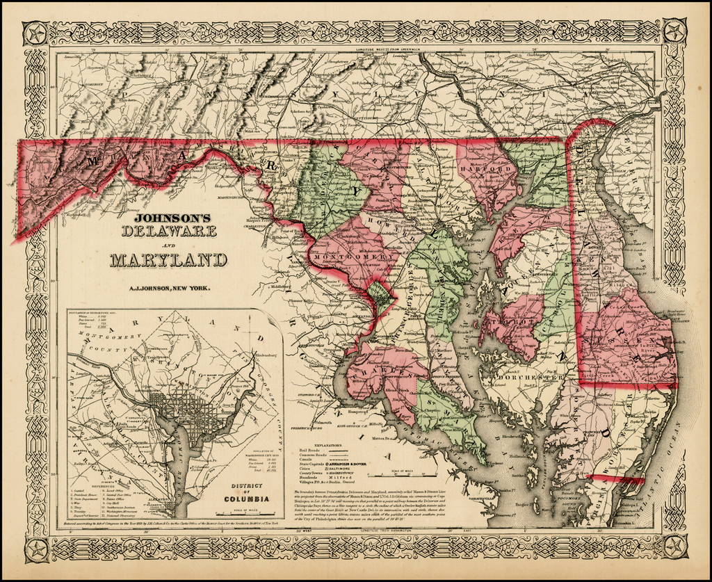 Johnson's Delaware and Maryland [Inset map of Washington DC] - Barry ...