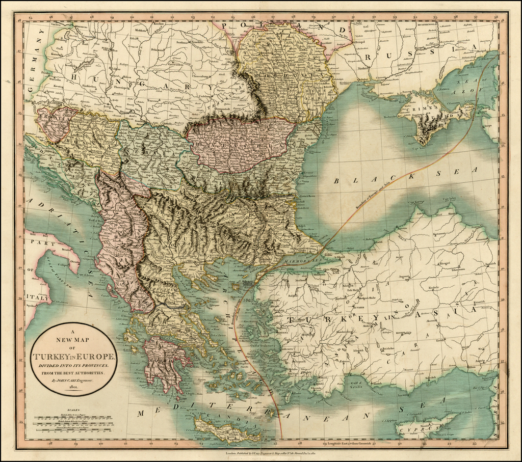 A New Map of Turkey In Europe, Divided into its Provinces… 1801 [Cyprus ...