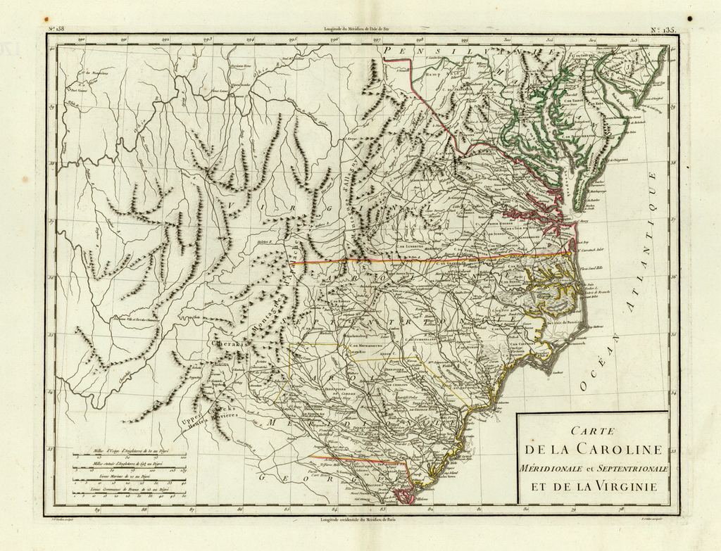 Carte De La Caroline Meridionale et Septentrionale et de La Virginie ...