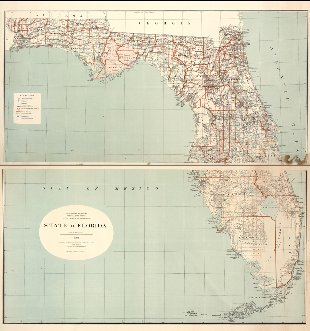 State of Florida. 1883 - Barry Lawrence Ruderman Antique Maps Inc.