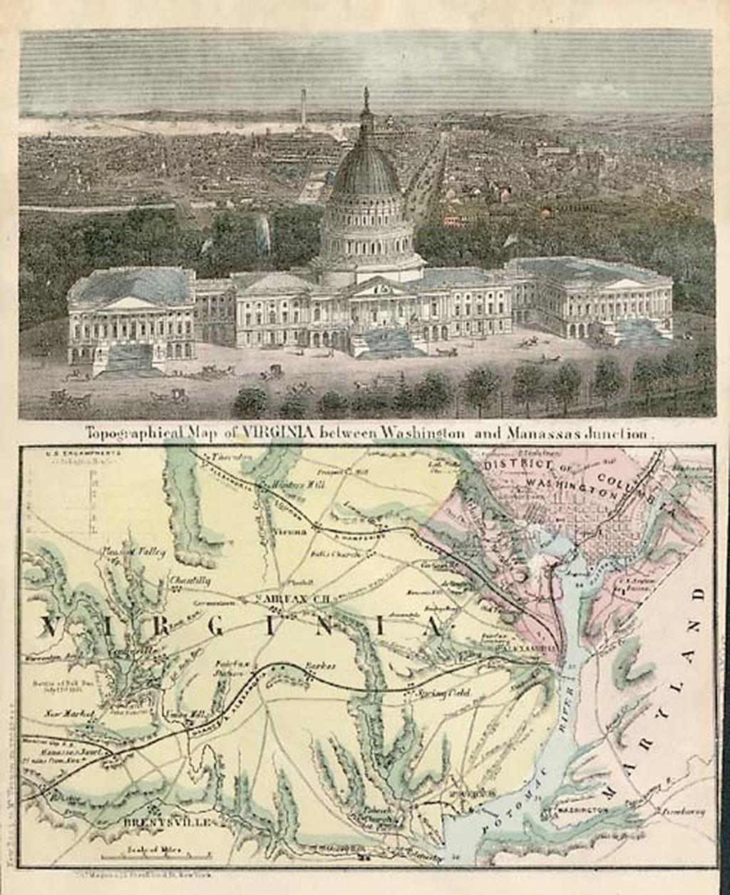 Topographical Map of Virginia Between Washington and Manassas Junction ...