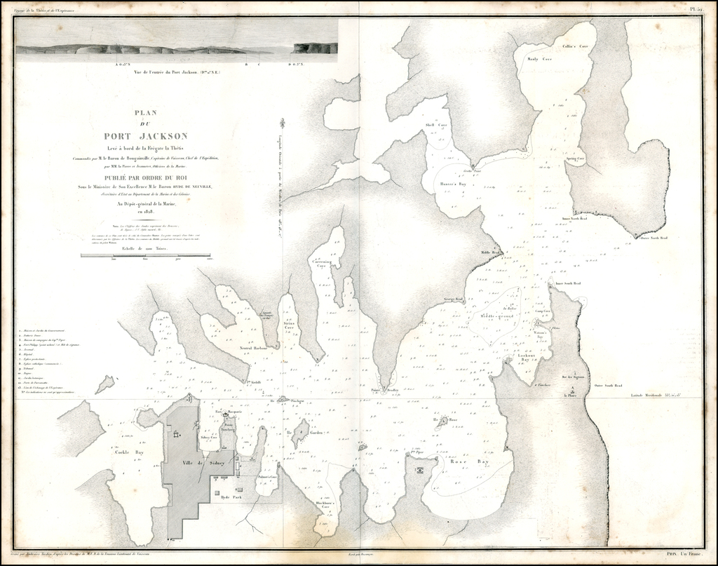 Plan Du Port Jackson Leve a bord de la Fregate la Thetis . . . 1828 ...