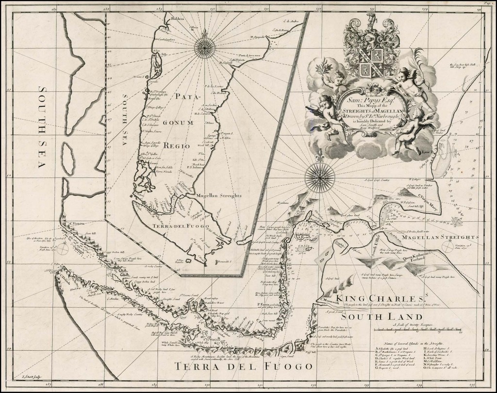 To the Honble. Sam: Pepys Esqr. This Mapp of the Streights of Magellan ...
