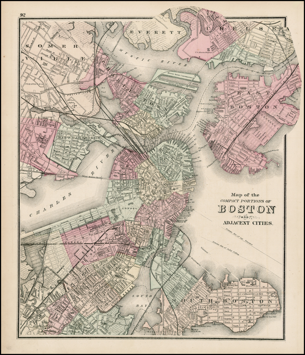 Map of the Compact Portions of Boston and the adjacent Cities and Towns ...